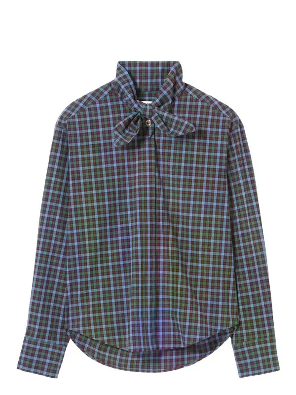 Claudie Pierlot Poplin Tie-neck Shirt - Blue