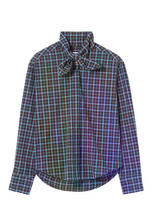 Claudie Pierlot Poplin Tie-neck Shirt - Blue