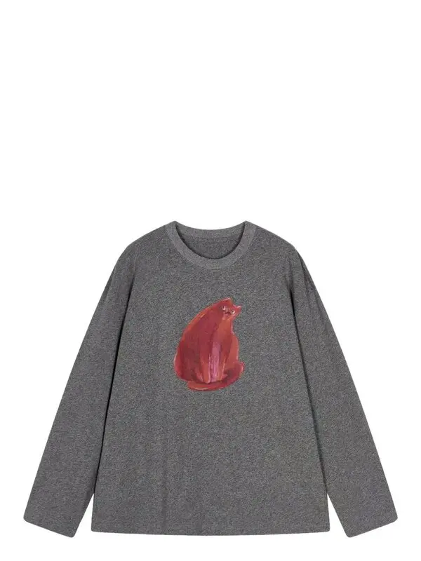 JNBY Cat Print Long-sleeve T-shirt - Grey