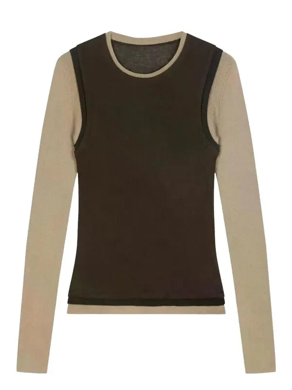 JNBY Paneled Long-sleeved Top - Brown