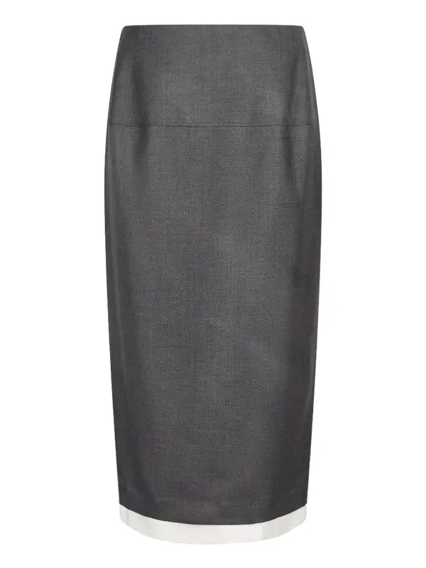 LESS Contrast-trim Midi Skirt - Grey