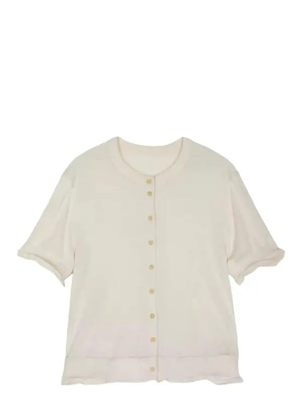 LESS Raw-edge Short-sleeved Cardigan - Neutrals