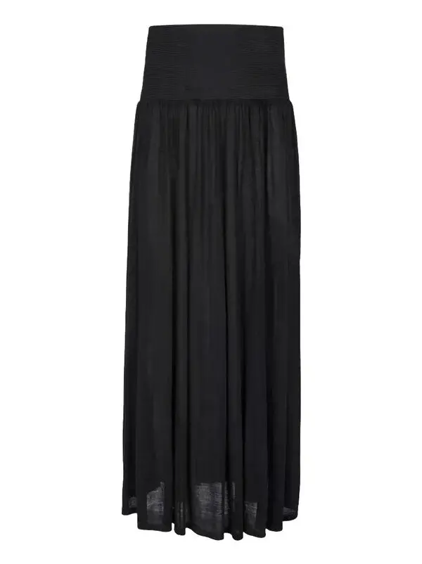 LESS Paneled-waist A-line Maxi Skirt - Black