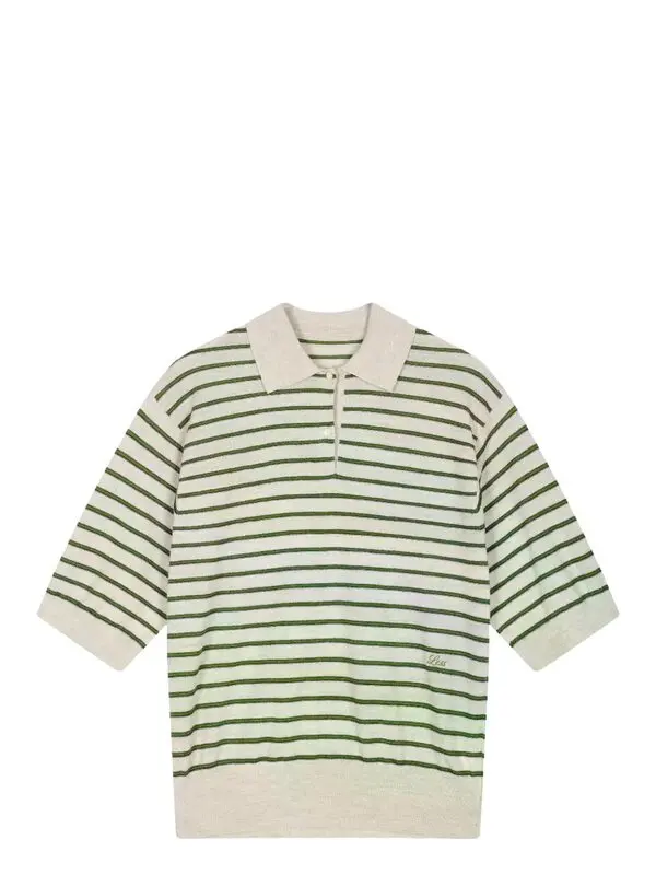 LESS Short-sleeved Striped Polo Shirt - Neutrals