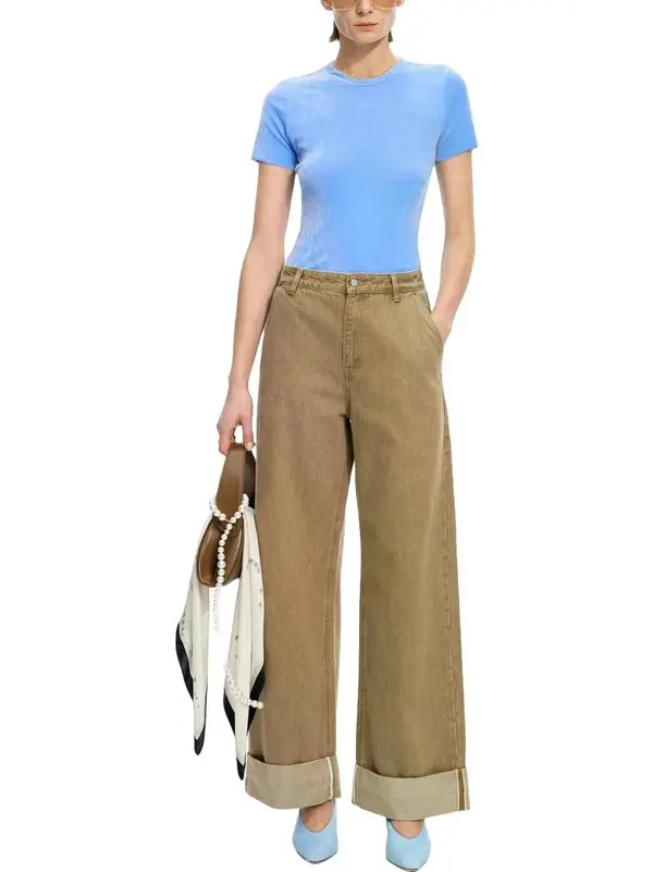 JNBY Straight-leg Turn-up Jeans - Brown