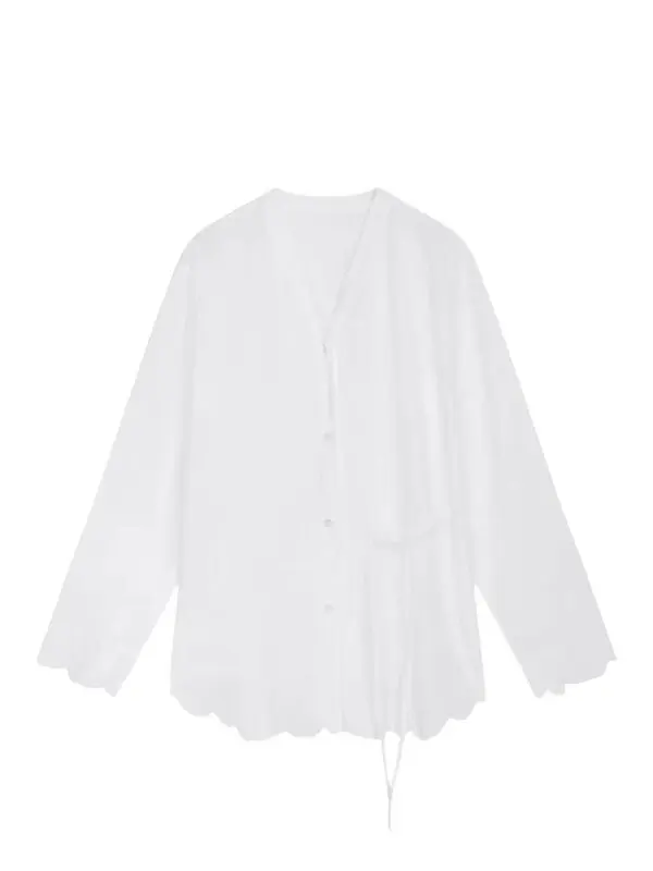 JNBY Scalloped-edge Wrap-tie Shirt - White