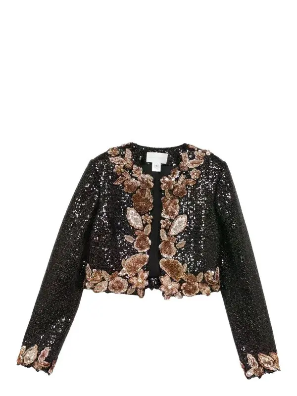 Pamella Roland Sequined Cropped Jacket - Black