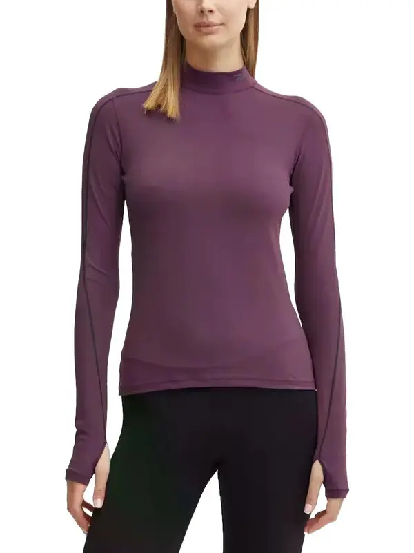 REEBOK Logo Detail Mock Neck Long Sleeve Top - Purple