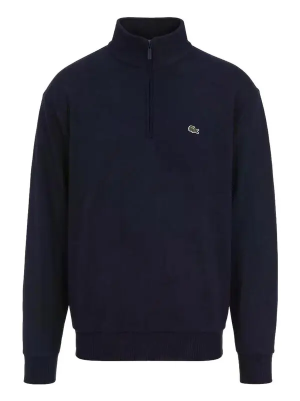 Lacoste Quarter-zip Logo-patch Sweater - Blue