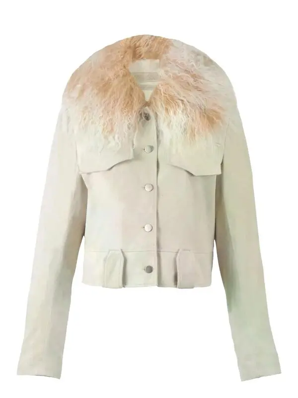 DANCASSAB Fanny Shearling-collar Suede Jacket - Neutrals