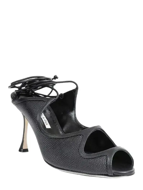 Manolo Blahnik Prosta Lace-up Cut-out Heeled Sandals - Black