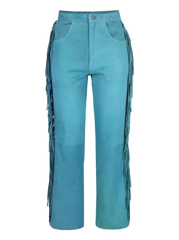DANCASSAB Amador Fringed Suede Trousers - Blue