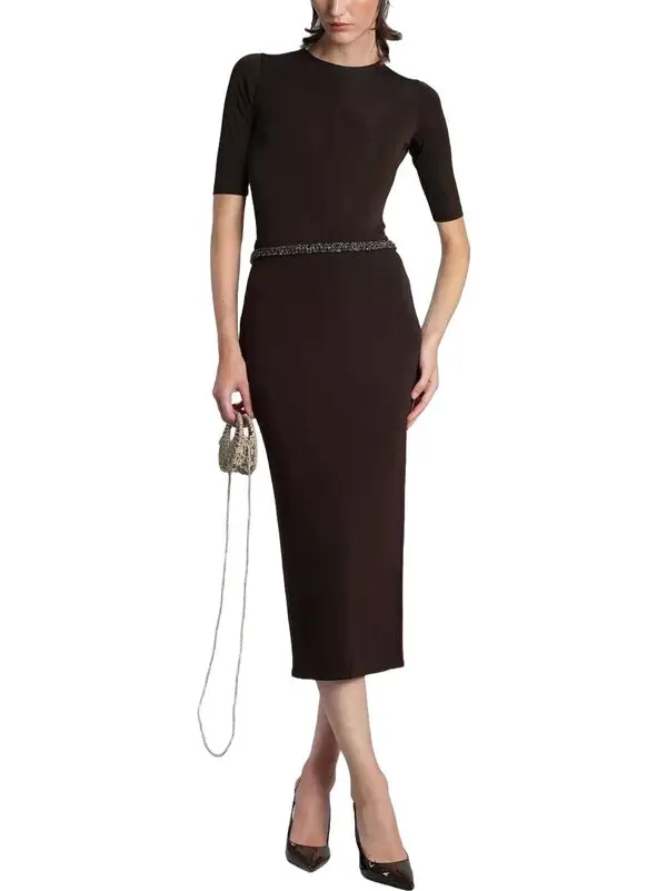 HIBOURAMA Hera Crystal-embellished Midi Skirt - Brown