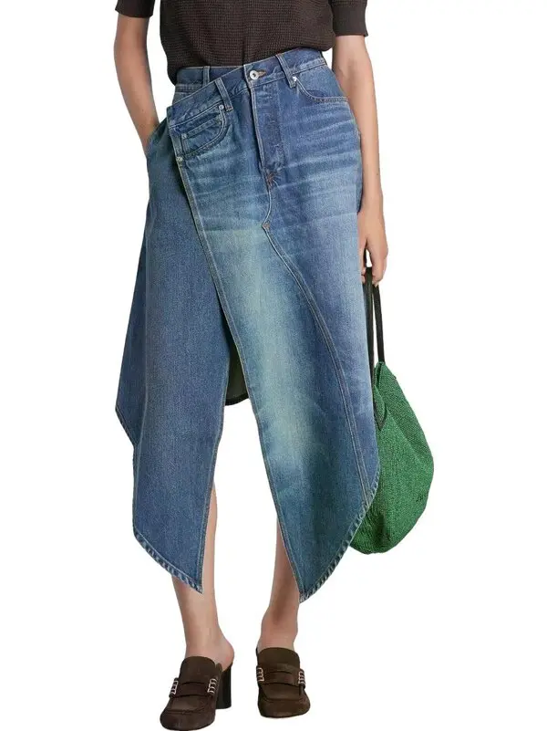 JW Anderson Asymmetric-hem Panelled Midi Skirt - Blue