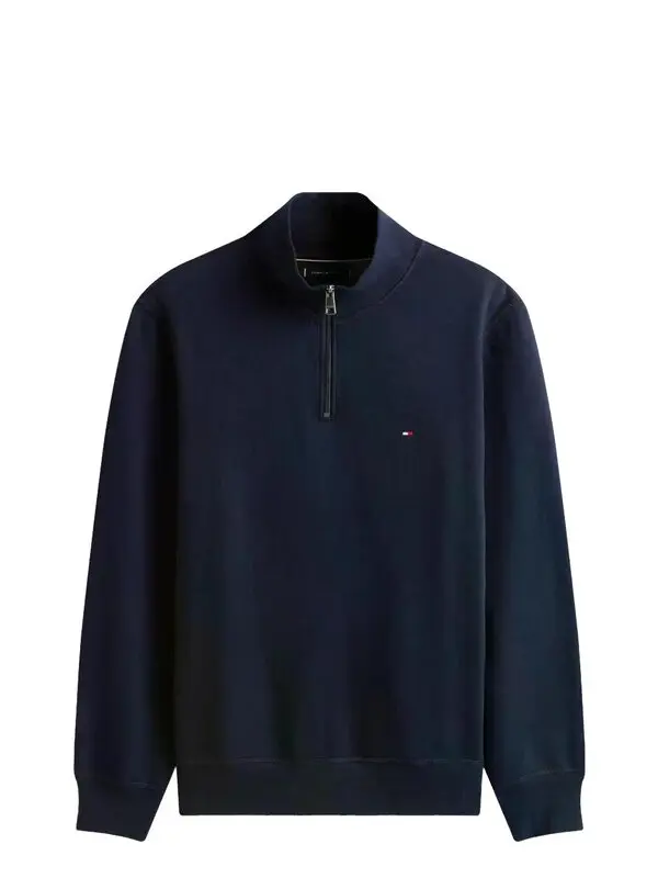 Tommy Hilfiger Quarter-zip Logo-embroidered Sweatshirt - Blue