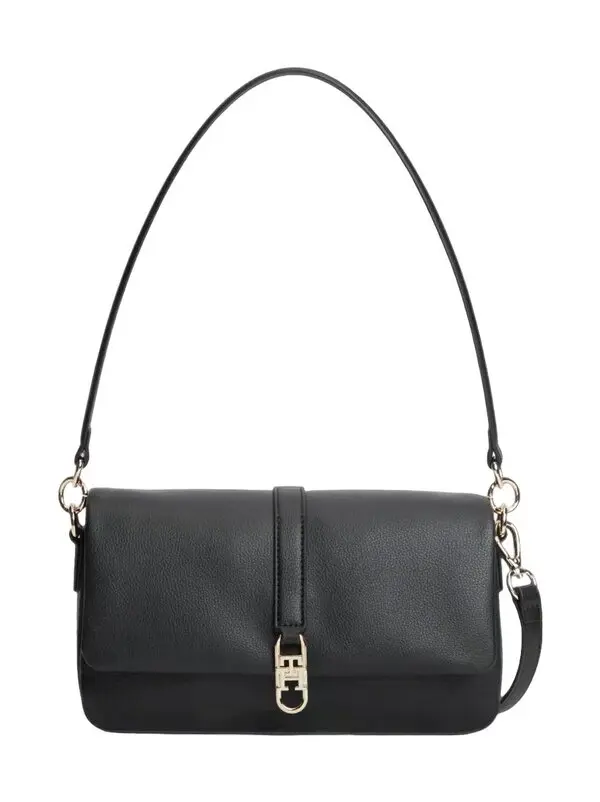 Tommy Hilfiger Logo-plaque Pebbled-effect Shoulder Bag - Black