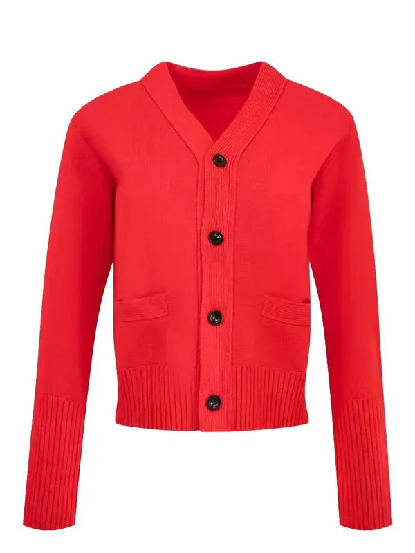 Sacai Ribbed-knit Cardigan - Red