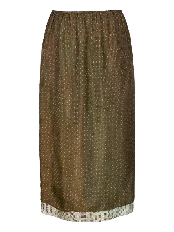 LESS Polka-dot Silk Midi Skirt - Brown