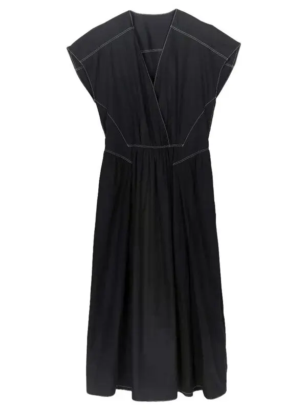 LESS Contrast-stitched Sleeve Maxi Dress - Black