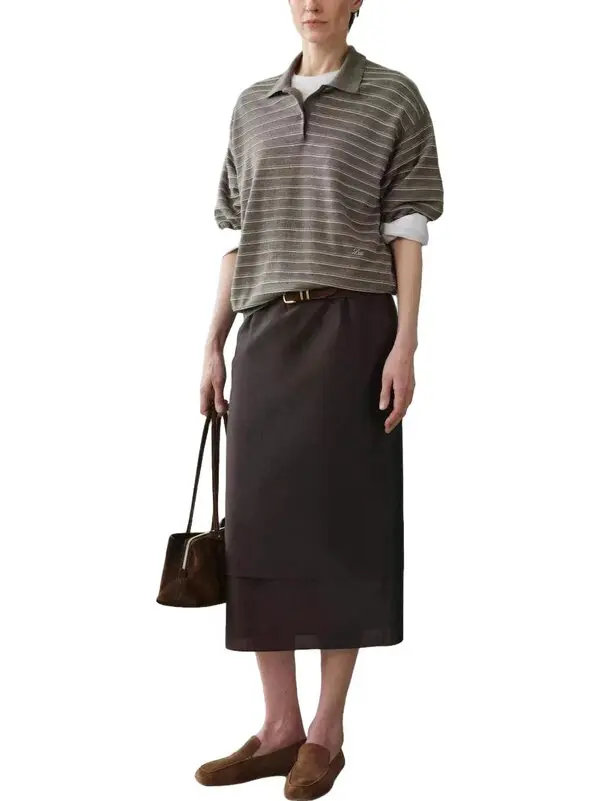LESS Striped Wool Polo - Brown