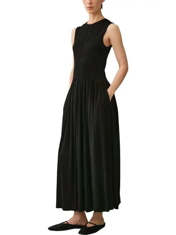 LESS Shirred Sleeve Maxi Dress - Black