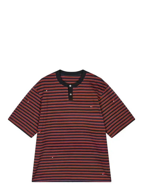 CROQUIS Striped Sailboat-embroidery T-shirt - Red