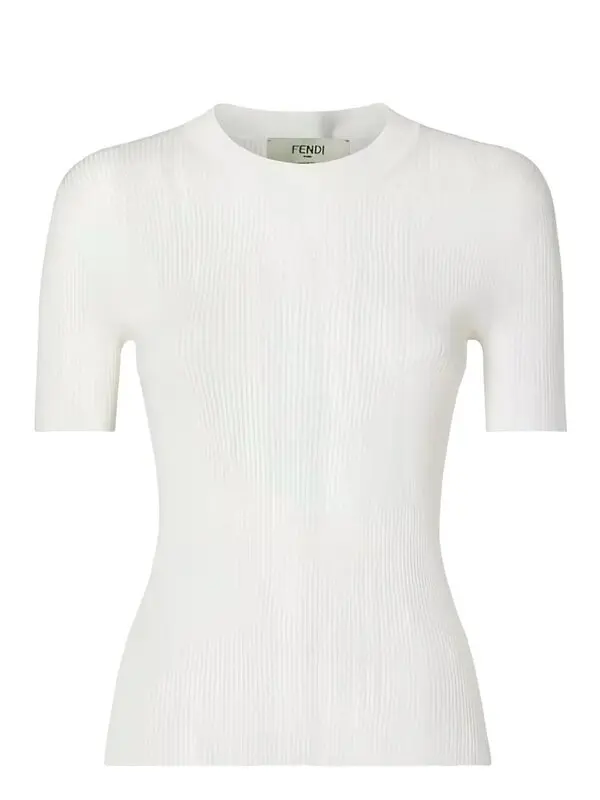 Fendi Ribbed Short-sleeve Sweater - White