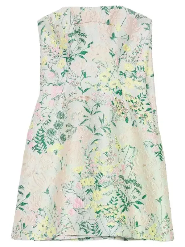 Pamella Roland Strapless Brocade Short Dress - Green
