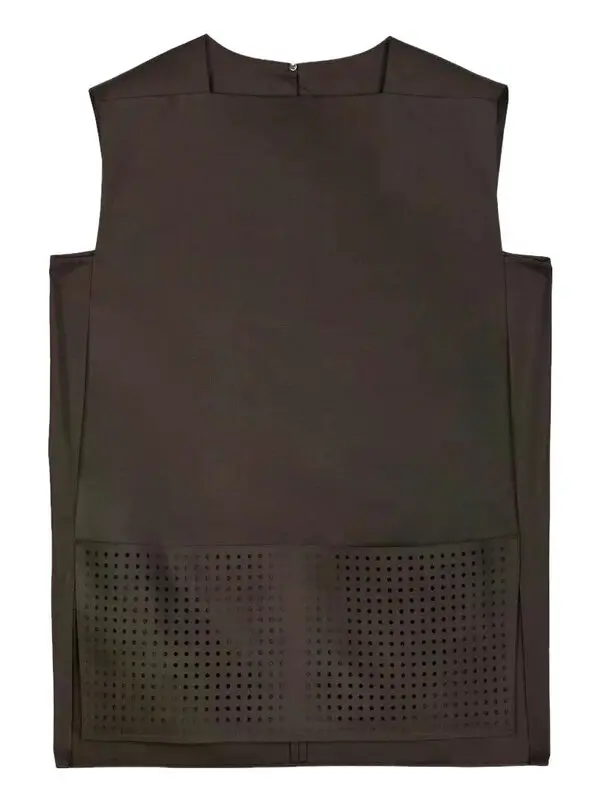 LESS Laser-cut Square-neck Top - Brown