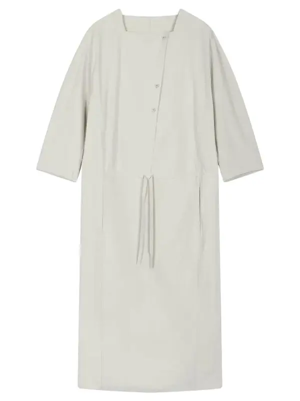 LESS Drawstring Long-sleeve Midi Dress - Grey