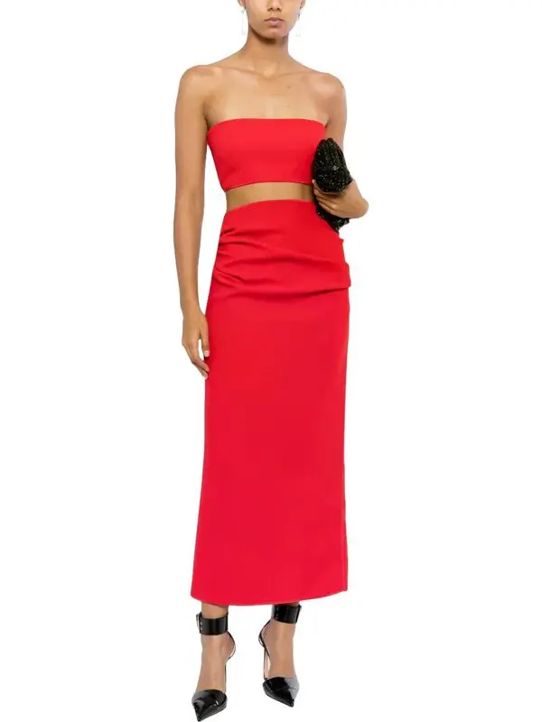 Maticevski Draped Midi Pencil Skirt - Red