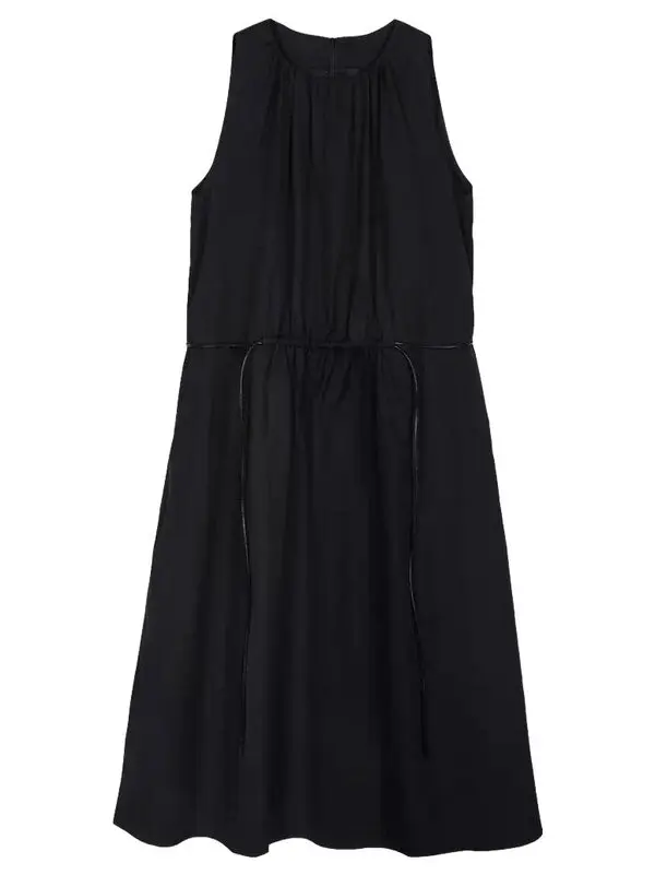 LESS Drawstring Sleeve Midi Dress - Black