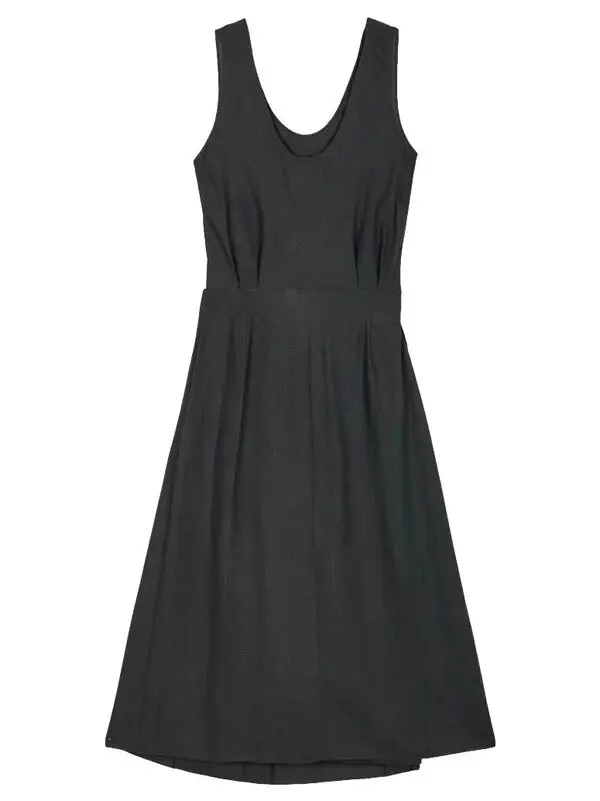 LESS Pleat-detail Midi Dress - Grey