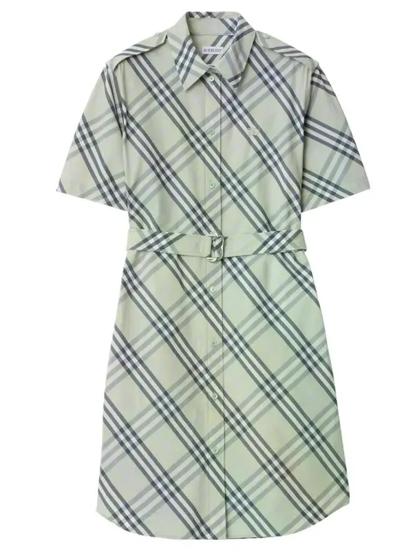 Burberry Check Mini Shirt Dress - Green