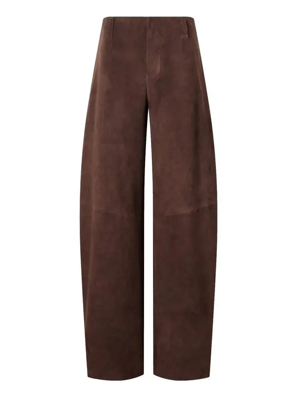 Stouls Valadon Paneled Suede High-waist Wide-leg Pants - Brown