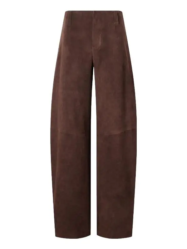 Stouls Valadon Paneled Suede High-waist Wide-leg Pants - Brown