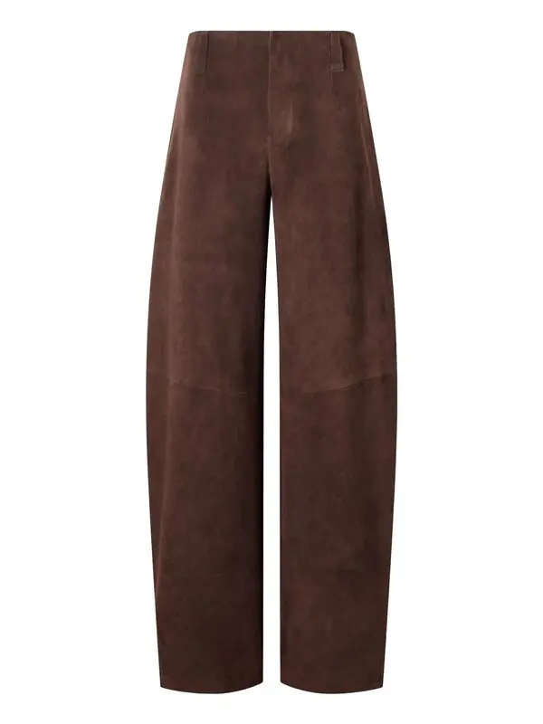 Stouls Valadon Paneled Suede High-waist Wide-leg Pants - Dark Brown
