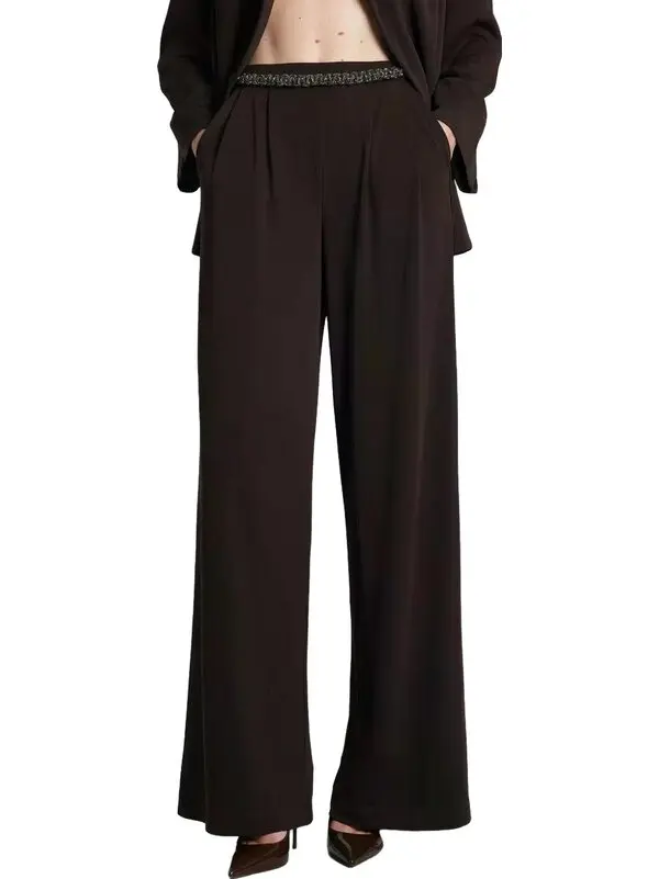 HIBOURAMA Bea Wide-leg Pleated Trousers - Brown