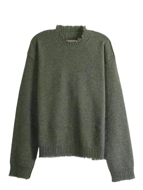 UMA WANG Distressed-effect Knitted Sweater - Green