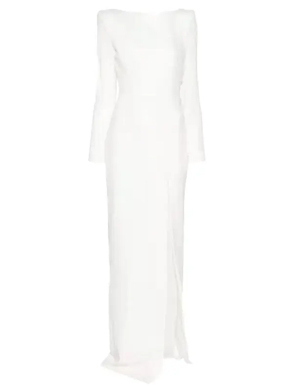 Alex Perry Boatneck Long Sleeves Gown - White