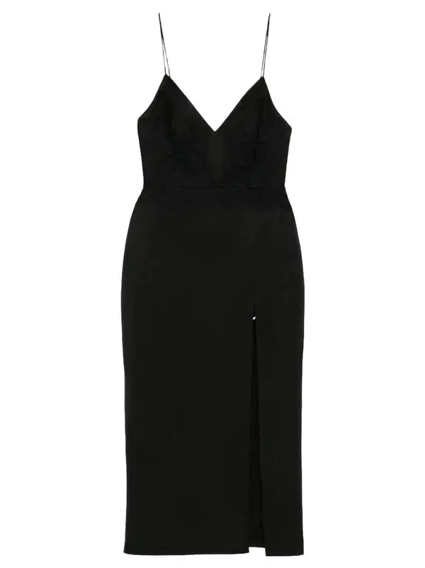 Alex Perry Thin Straps V Neck Pencil Dress - Black