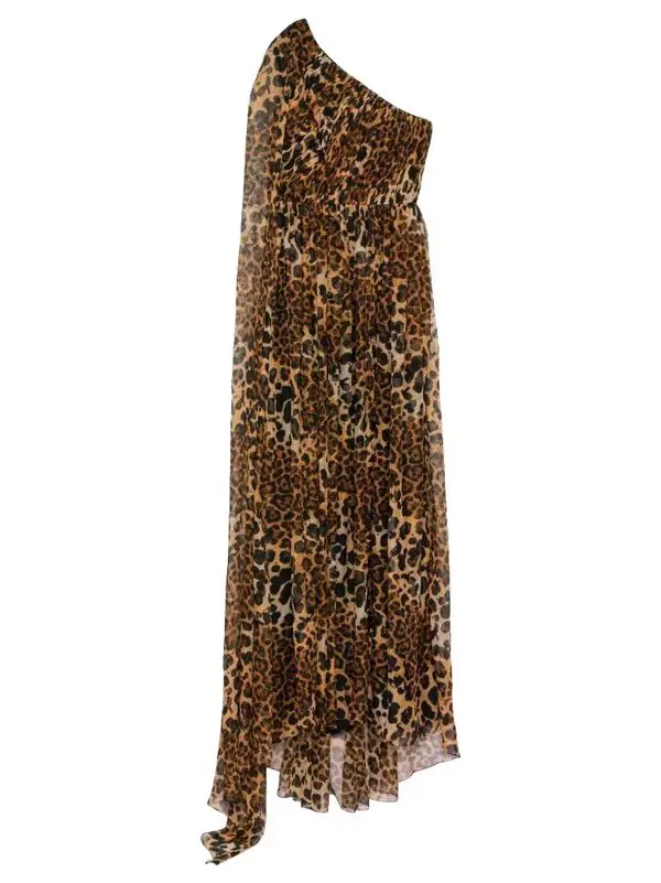 Pamella Roland Leopard Print Flyaway Gown - Brown