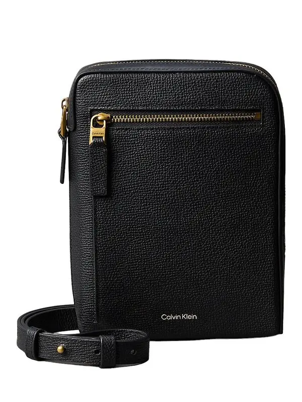 Calvin Klein Premium Leather Crossbody - Black