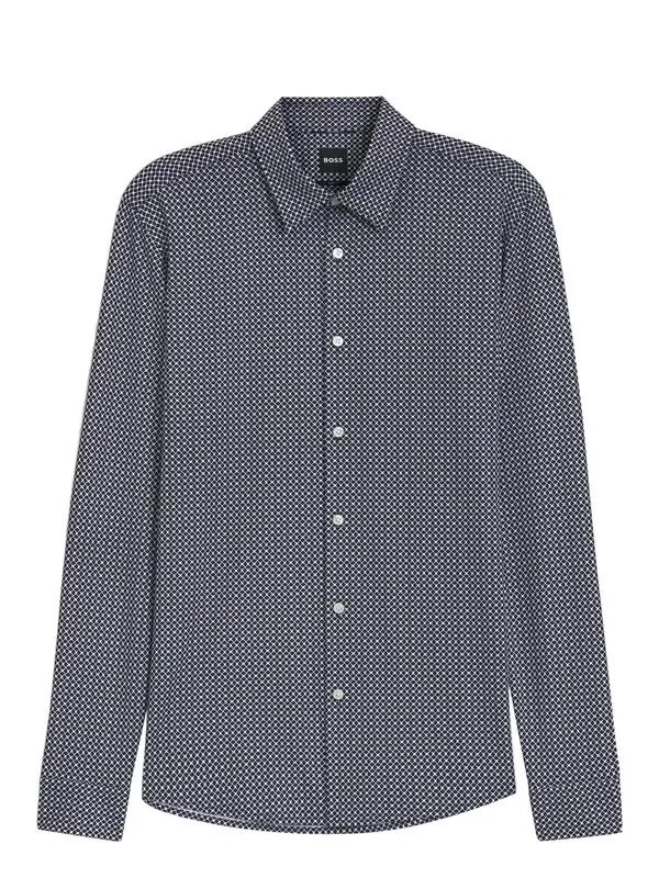 BOSS Slim-fit Printed Shirt - Dark Blue