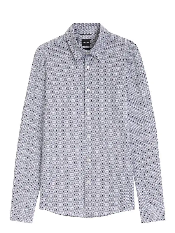 BOSS Slim-fit Printed Shirt - Light Blue