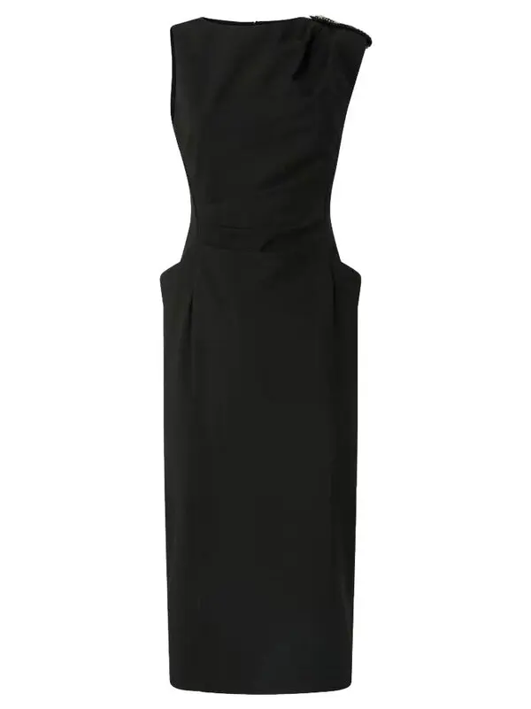 Pinko Crystal-embellished Gathered Dress - Black