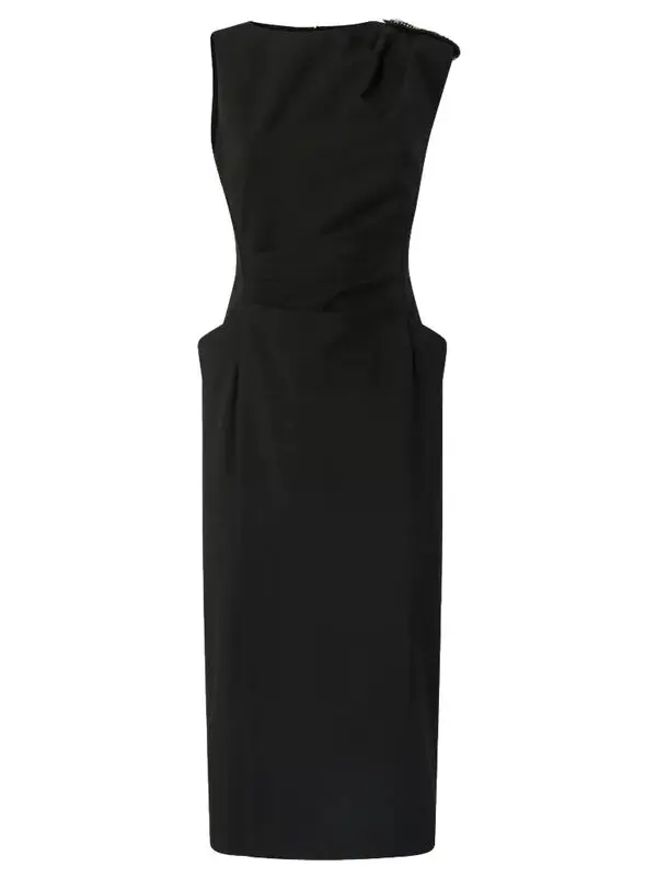 Pinko Crystal-embellished Gathered Dress - Black