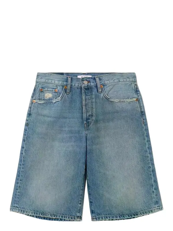 RE/DONE Skater Distressed Denim Shorts - Blue