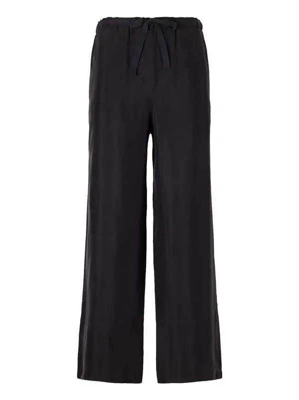 JAMES PERSE Silk-habotai Wide-leg Drawstring Trousers - Black