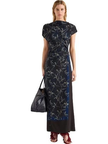 Proenza Schouler Printed Stretch Cady Anais Dress - Ink Multi